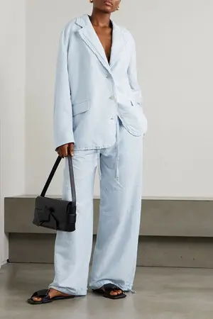Acne Studios Oversized Frayed Cotton And Linen-blend Blazer