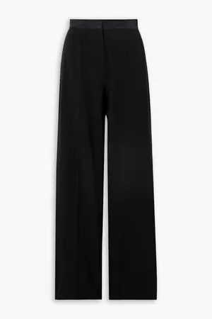 NENSI DOJAKA Satintrimmed Crepe Wideleg Pants - Black