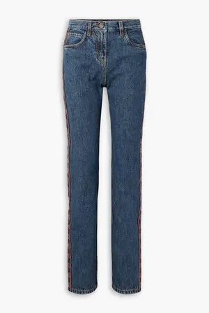 Etro Embroidered Highrise Slimleg Jeans - Mid Denim