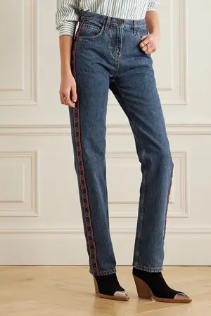 Etro Embroidered Highrise Slimleg Jeans