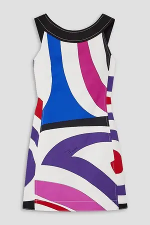 Emilio Pucci Openback Printed Cottonblend Twill Mini Dress