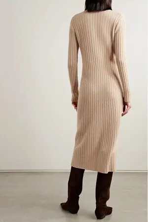 THE ELDER STATESMAN Ribbed Cashmere Midi Dress