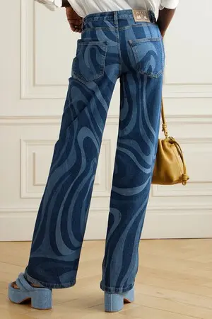 Emilio Pucci Printed Highrise Straightleg Jeans