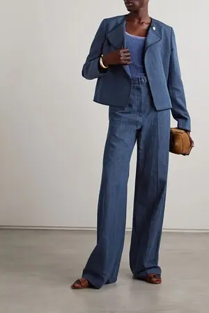 Gabriela Hearst Wyn Cotton And Linen-blend Jacket - Mid Denim