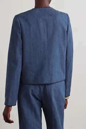 Gabriela Hearst Wyn Cotton And Linen-blend Jacket - Mid Denim