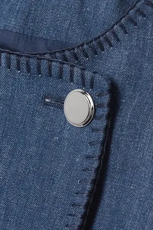 Gabriela Hearst Wyn Cotton And Linen-blend Jacket - Mid Denim
