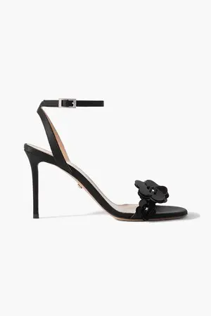 Mach & Mach Appliquéd Satin Sandals - Black