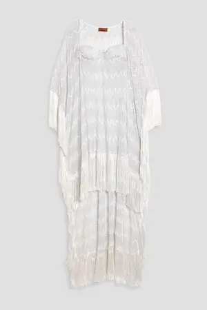 Missoni Fringed Metallic Crochetknit Coverup - Light Gray