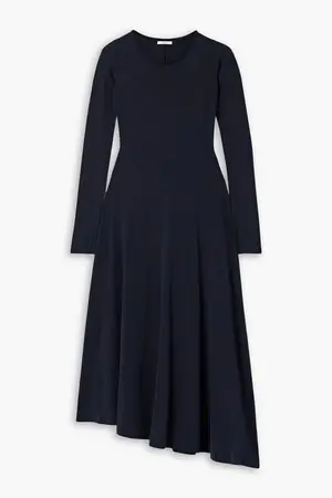 FFORME Jo Asymmetric Stretchsilk Jersey Midi Dress - Navy