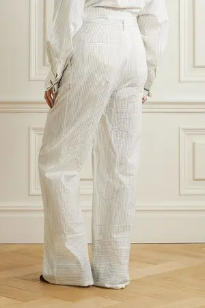 Max Mara Xero Pinstriped Cotton And Silkblend Wideleg Pants