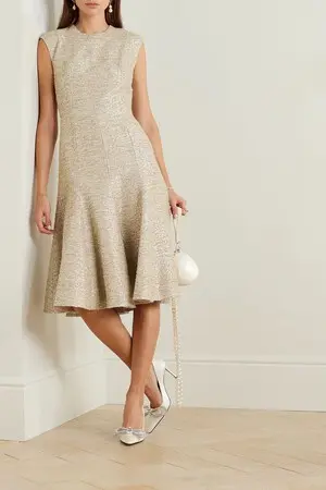 EMILIA WICKSTEAD Denver Metallic Bouclé-tweed Midi Dress