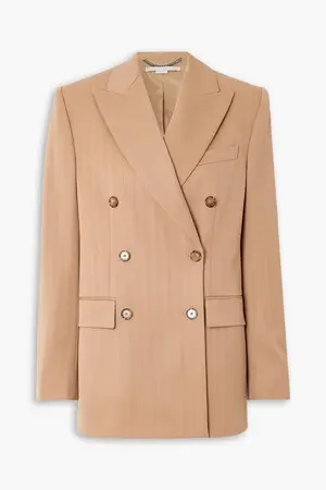 Stella McCartney Double-breasted Striped Wool-blend Blazer - Camel