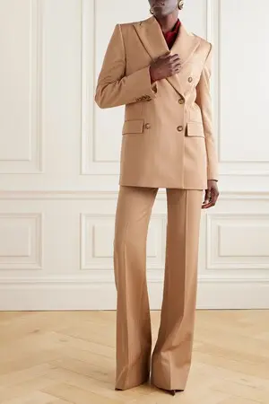 Stella McCartney Double-breasted Striped Wool-blend Blazer - Camel