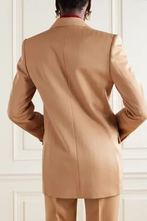 Stella McCartney Double-breasted Striped Wool-blend Blazer - Camel