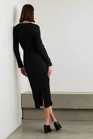 Altuzarra Carol Pleated Taffeta Midi Dress