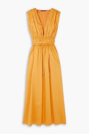 Altuzarra Fiona Gathered Stretchcotton Poplin Midi Dress - Saffron