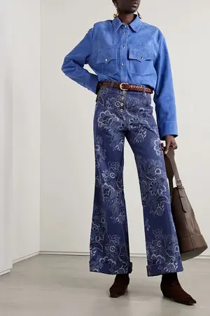 Etro Printed Highrise Flared Jeans