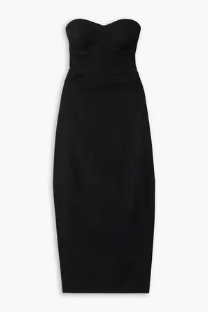 FFORME Jett Strapless Cotton And Woolblend Twill Midi Dress - Black