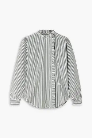 Max Mara Didy Ruffled Striped Cottonblend Poplin Shirt - Dark Gray