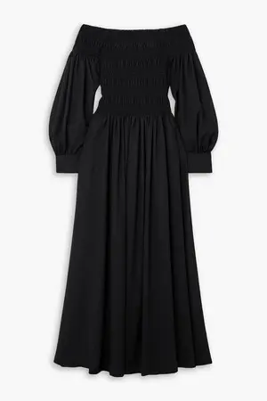 Max Mara Manu Off-the-shoulder Wool-gauze Maxi Dress