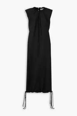 Attico Gathered Jersey Midi Dress - Black