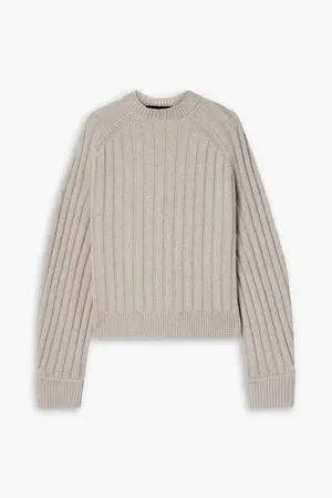 Proenza Schouler Delta Ribbed Wool And Cashmereblend Sweater - Mushroom