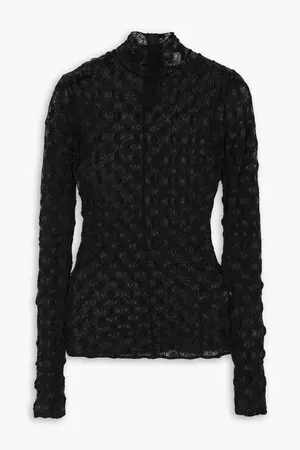 Isabel Marant Toxani Stretch Cottonblend Lace Turtleneck Top - Black