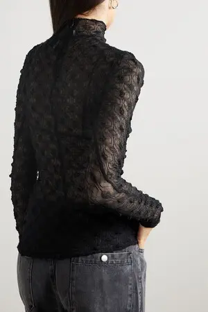 Isabel Marant Toxani Stretch Cotton-blend Lace Turtleneck Top