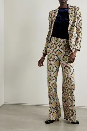 Etro Printed Silktwill Wideleg Pants