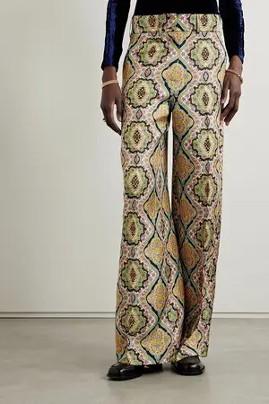Etro Printed Silktwill Wideleg Pants