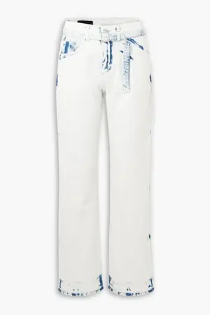 Proenza Schouler Ellsworth Belted Bleached Lowrise Straightleg Jeans - Light Denim