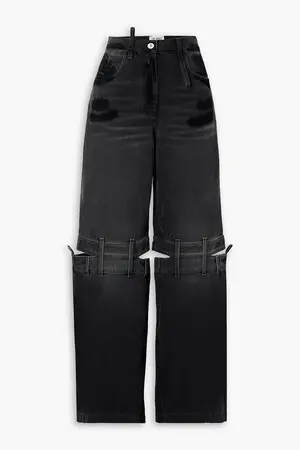 Attico Cutout Highrise Wideleg Jeans - Black