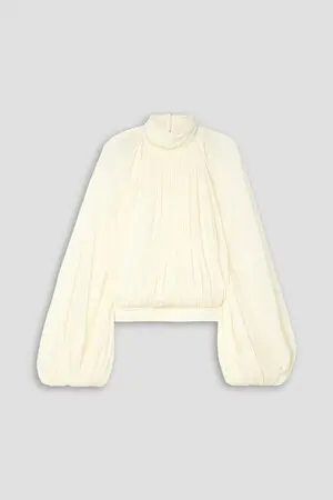 Stella McCartney Openback Gathered Silkcrepon Blouse