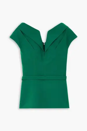 Safiyaa Aliye Offtheshoulder Belted Crepe Top - Emerald