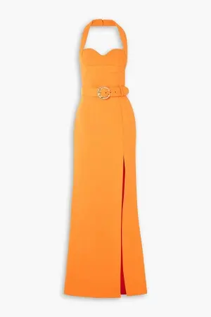 Rebecca Vallance Santara Belted Crepe Gown - Marigold