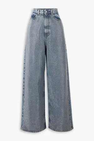 Stella McCartney Crystalembellished Midrise Wideleg Jeans - Light Denim