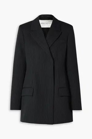 Veronica De Piante Stella Doublebreasted Pinstriped Wool Blazer - Midnight Blue