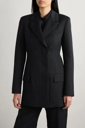 Veronica De Piante Stella Doublebreasted Pinstriped Wool Blazer
