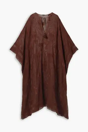 Johanna Ortiz Embroidered Cottonmesh Coverup - Brown