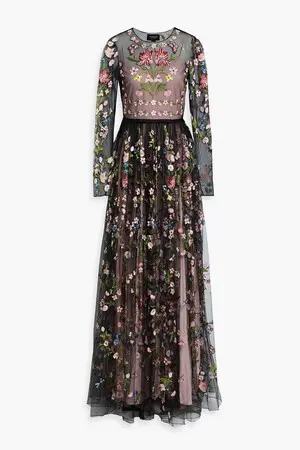 Giambattista Valli Bowdetailed Embroidered Tulle Gown - Black
