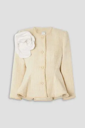 Huishan Zhang Agar Appliquéd Tweed Jacket - Cream
