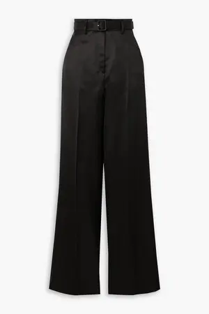 Gabriela Hearst Norman Belted Wool And Silkblend Straightleg Pants - Black