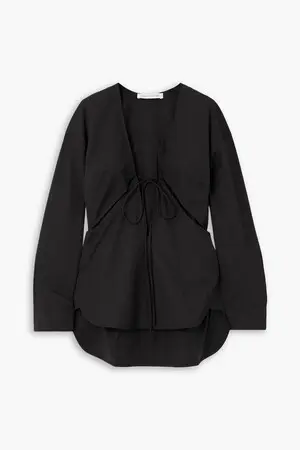 Christopher Esber Triqueta Tiedetailed Cutout Cottonpoplin Blouse - Black