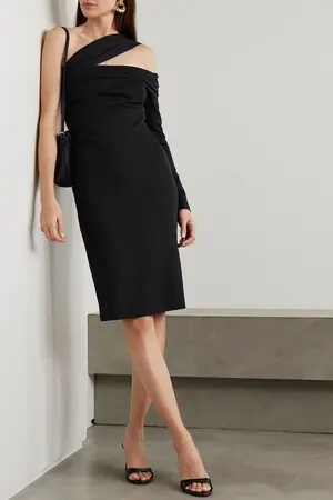 Versace Oneshoulder Cutout Stretchpiqué Midi Dress