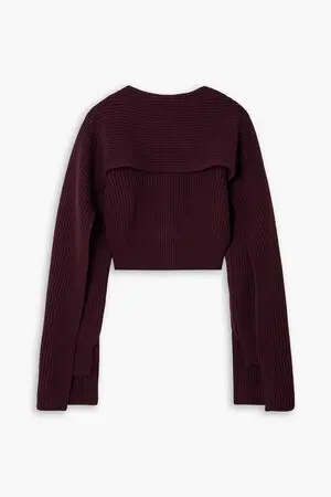 Erdem Cropped Ribbed Wool And Cashmereblend Sweater - Merlot