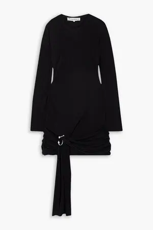 JW Anderson Embellished Draped Jersey Mini Dress - Black