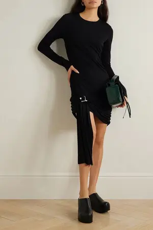 JW Anderson Embellished Draped Jersey Mini Dress