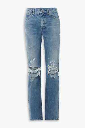 Stella McCartney Falabella Distressed Embellished Highrise Straightleg Jeans - Mid Denim