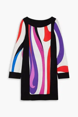 Emilio Pucci Marmo Printed Stretchjersey Mini Dress - Black