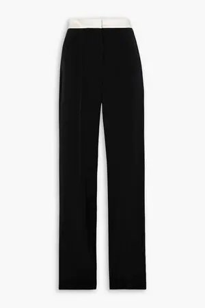Galvan Zengel Satintrimmed Grain De Poudre Straightleg Pants - Black